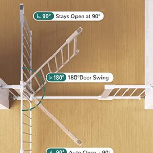 Newnice 40.6" -29.7" Auto Close Baby Gate with Small Cat Door, Easy Walk Thru & Durable Dog Pet Gates for Stairs, Doorway, House, Pressure Mounted Safety Child Gate Includes 4 Wall Cups