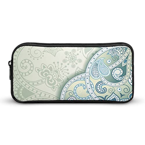 Abstract Blue Floral Pencil Case Pencil Pouch Coin Pouch Cosmetic Bag Office Stationery Organizer