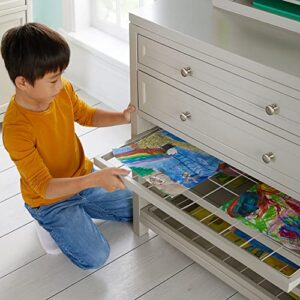 MARTHA STEWART Crafting Kids' Art Storage with Drying Racks - Gray, Wooden Arts and Crafts Organizer with Removable Wire Racks and Painting Drip Pan