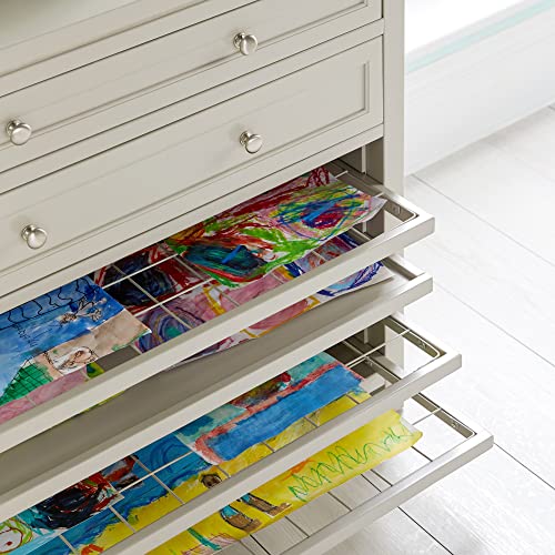 MARTHA STEWART Crafting Kids' Art Storage with Drying Racks - Gray, Wooden Arts and Crafts Organizer with Removable Wire Racks and Painting Drip Pan