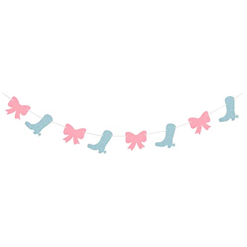 Boots or Bows Banner for Gender Reveal Party Sign Paper Garland Dessert Bar Bunting - 1 Strand