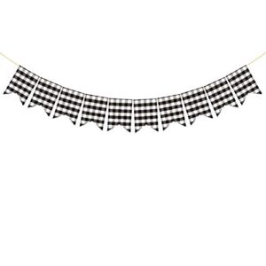 rainlemon buffalo check plaid banner black and white ginyham garland fireplace mantle decoration supply