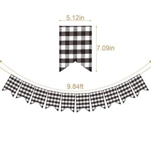 Rainlemon Buffalo Check Plaid Banner Black and White Ginyham Garland Fireplace Mantle Decoration Supply