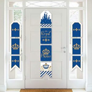 big dot of happiness royal prince charming – hanging vertical paper door banners – baby shower or birthday party wall decoration kit – indoor door decor