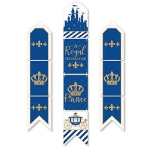 Big Dot of Happiness Royal Prince Charming - Hanging Vertical Paper Door Banners - Baby Shower or Birthday Party Wall Decoration Kit - Indoor Door Decor