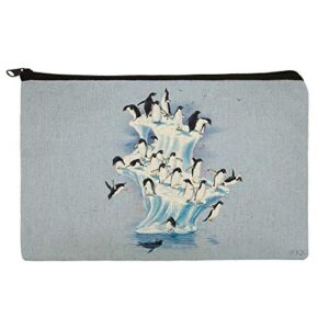 emperor penguin iceberg antarctic pencil pen organizer zipper pouch case