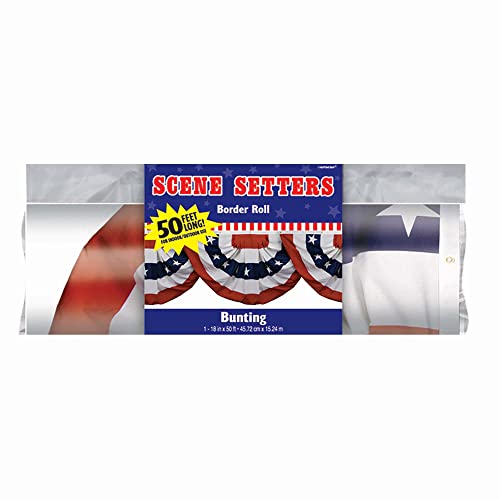 Amscan 672176 Scene Setters Patriotic Bunting Border Roll, 18" x 40'', 1 Roll