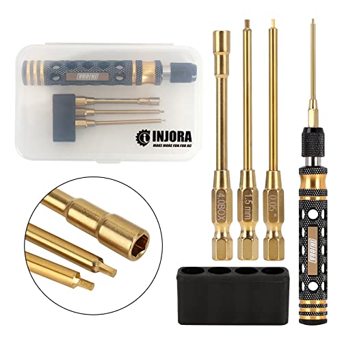 INJORA RC Tool Kit 3 in 1 Screwdriver 0.05inch 1.5mm Hex Nut Drivers 4mm for SCX24 Gladiator Bronco C10 JLU Deadbolt Other RC Model Car