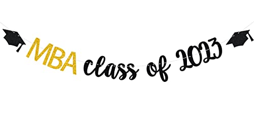 Gold Glitter MBA Class of 2023 Banner - High School/College Graduate Congratulations Hanging Decorating-Congrats Grad Graduation Party Decorations Supplies