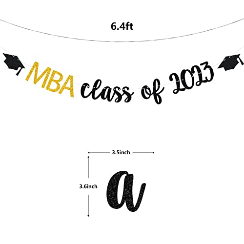 Gold Glitter MBA Class of 2023 Banner - High School/College Graduate Congratulations Hanging Decorating-Congrats Grad Graduation Party Decorations Supplies