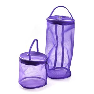 EXCEART Tool Tote Bag Empty Yarn Storage Bags Portable Knitting Mesh Bag Round Yarn Wool Bag Yarn Balls Organizer Basket Knitting Crochet Supplies Purple Woven Tote