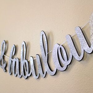 All About Details 30 & Fabulous Cursive Banner (Black & Silver)