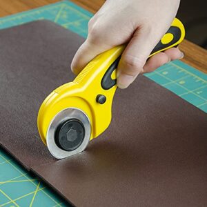 WORKLION 45mm Rotary Cutter Set: Ergonomic Rotary Cutter with Safety Lock and 2 Replacement Rotary Cutter Blades for Sewing Quilting Scrapbooking and Arts & Crafts Projects