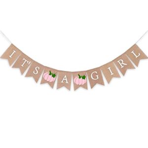 gankbite pumpkin it’s a girl burlap banner pink fall baby shower garland little pumpkin theme decoration