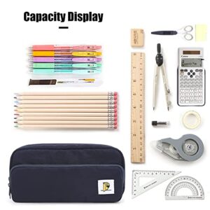 P.travel Capacity Pencil Pen Case,Lightweight & Spacious Pencil Bag Pouch Box Organizer for Office College School Teen Girl Boy Men Women (Navy Blue)