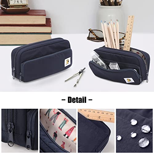 P.travel Capacity Pencil Pen Case,Lightweight & Spacious Pencil Bag Pouch Box Organizer for Office College School Teen Girl Boy Men Women (Navy Blue)