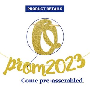 Prom 2023 Banner Glitter Gold Banner, Class of 2023, School Bunting, Prom Birthday, Graduation Party Decor (Gold)