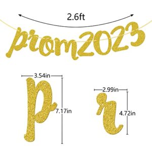 Prom 2023 Banner Glitter Gold Banner, Class of 2023, School Bunting, Prom Birthday, Graduation Party Decor (Gold)