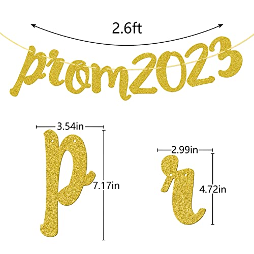 Prom 2023 Banner Glitter Gold Banner, Class of 2023, School Bunting, Prom Birthday, Graduation Party Decor (Gold)