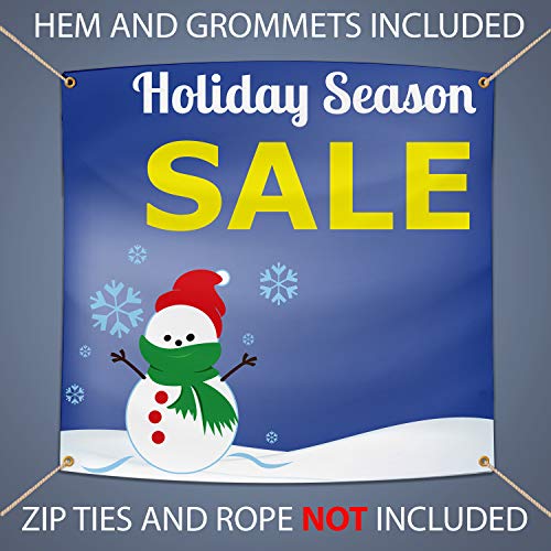 BANNER BUZZ MAKE IT VISIBLE Holiday Season Sale Banner, Heavy Duty 11 Oz Vinyl, Sale Advertising Banner Sign with Metal Grommets & Hemmed Edges, Perfect for Outdoor Home Garden Decor (4' X 2')