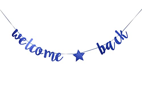 YaFeiDa Blue Welcome Back Banner,Welcome Back To School Sign Welcome Home Sign,Housewarming,Military,Family Party Decorations,SKA-NB025