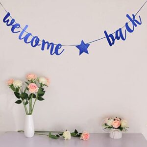 YaFeiDa Blue Welcome Back Banner,Welcome Back To School Sign Welcome Home Sign,Housewarming,Military,Family Party Decorations,SKA-NB025