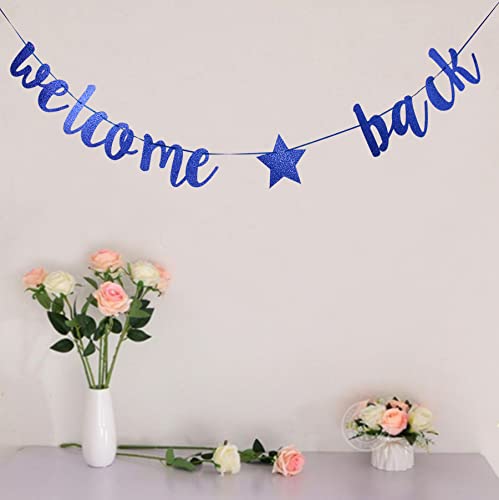 YaFeiDa Blue Welcome Back Banner,Welcome Back To School Sign Welcome Home Sign,Housewarming,Military,Family Party Decorations,SKA-NB025