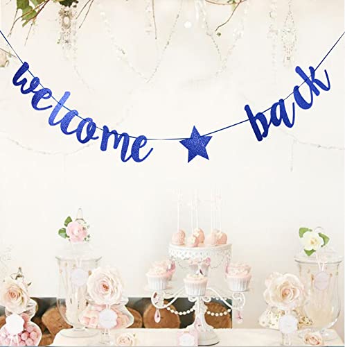 YaFeiDa Blue Welcome Back Banner,Welcome Back To School Sign Welcome Home Sign,Housewarming,Military,Family Party Decorations,SKA-NB025