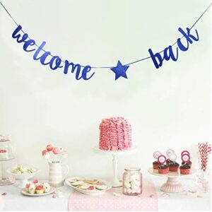 YaFeiDa Blue Welcome Back Banner,Welcome Back To School Sign Welcome Home Sign,Housewarming,Military,Family Party Decorations,SKA-NB025