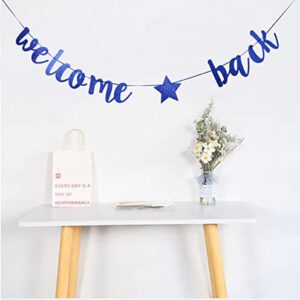 YaFeiDa Blue Welcome Back Banner,Welcome Back To School Sign Welcome Home Sign,Housewarming,Military,Family Party Decorations,SKA-NB025