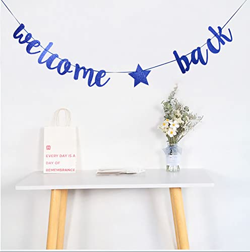 YaFeiDa Blue Welcome Back Banner,Welcome Back To School Sign Welcome Home Sign,Housewarming,Military,Family Party Decorations,SKA-NB025