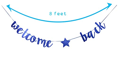 YaFeiDa Blue Welcome Back Banner,Welcome Back To School Sign Welcome Home Sign,Housewarming,Military,Family Party Decorations,SKA-NB025