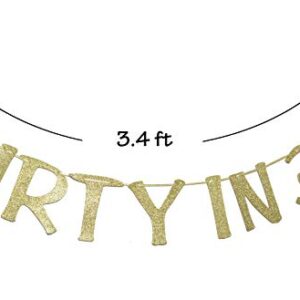 Qttier I Put The Dirty in 30 Gold Glitter Banner for 30th Birthday Party Decorations and Photo Backdrops