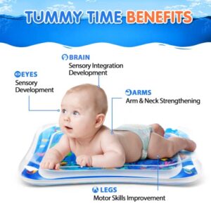 Hitituto Inflatable Tummy Time Mat Premium Baby Water Mat for Infants Toddlers is Neutral Funny Play Activity Center for Stimulation Growth Sensory Development as Baby Girl Boy Toy 3 to 24 Months