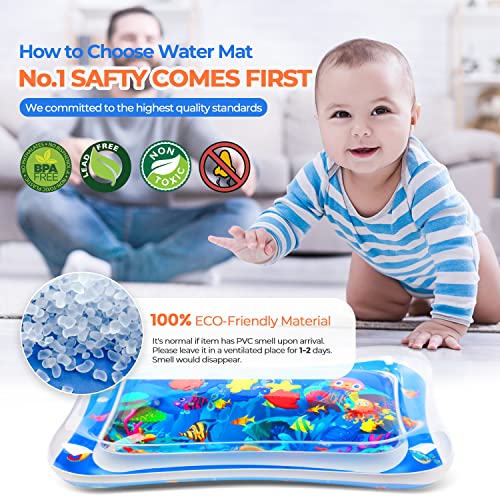 Hitituto Inflatable Tummy Time Mat Premium Baby Water Mat for Infants Toddlers is Neutral Funny Play Activity Center for Stimulation Growth Sensory Development as Baby Girl Boy Toy 3 to 24 Months