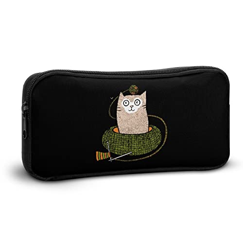 Cat Knitting Pencil Case Pencil Pouch Coin Pouch Cosmetic Bag Office Stationery Organizer