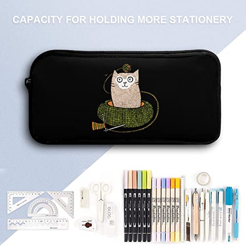 Cat Knitting Pencil Case Pencil Pouch Coin Pouch Cosmetic Bag Office Stationery Organizer