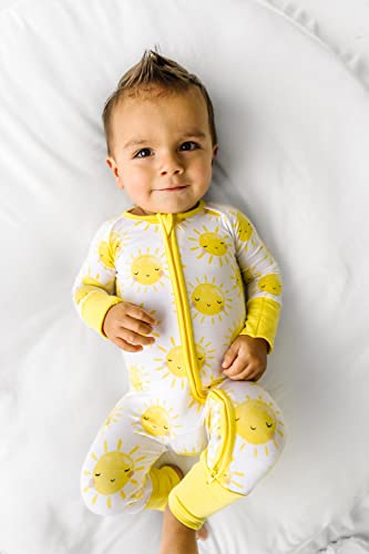 Little Sleepies Baby Pajama Unisex, Bamboo Viscose Zippy PJs, Sunshine, 3-6M