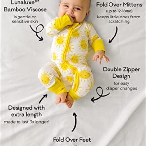 Little Sleepies Baby Pajama Unisex, Bamboo Viscose Zippy PJs, Sunshine, 3-6M