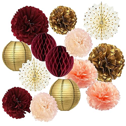 Graduation Party Decorations Maroon Gold 2023/Burgundy Gold Fall Birthday Party Decorations for Women Fall Balloons/Fall Party Decorations/Fall in love Bridal Shower Decorations