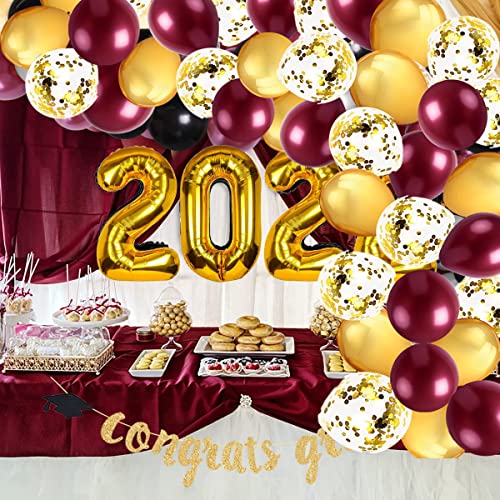 Graduation Party Decorations Maroon Gold 2023/Burgundy Gold Fall Birthday Party Decorations for Women Fall Balloons/Fall Party Decorations/Fall in love Bridal Shower Decorations