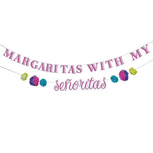 Margaritas with My Senoritas Garland Banner, 8 Feet Long - Bridal Shower or Bachelorette Party Supplies