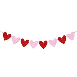 valentine’s day ornaments heart garland banner rose gold pink burgundy red party heart paper banner for valentines mothers day bachelorette bridal shower engagement wedding hanging decoration