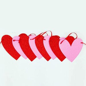 Valentine's Day Ornaments Heart Garland Banner Rose Gold Pink Burgundy Red Party Heart Paper Banner for Valentines Mothers Day Bachelorette Bridal Shower Engagement Wedding Hanging Decoration