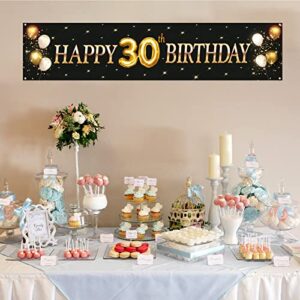 Kimini-Ki Happy 30th Birthday Banner, Lager 30th Birthday Banner Backdrops, Dirty 30 Banner, 30th Years Old Decor, 30th Birthday Party Decorations for Men or Women - Black and Gold (30th)