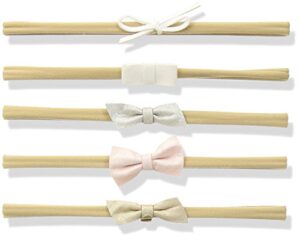 mud pie baby girls’ leather bow 5 piece headband set, multi, one size