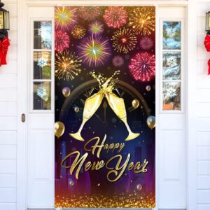 2023 happy new year door cover new years eve party supplies happy new year background banner for front door decor photo supplies indoor outdoor (fireworks)