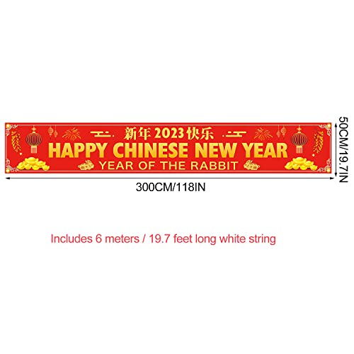 PTFNY 2023 Chinese New Year Party Decorations New Year Party Banner Year of The Rabbit Party Banner Chinese New Year Decorations for Spring Festival Supplies Outdoor Indoor Decor