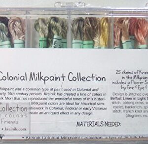 25 Kreinik Silk Mori Skeins Colonial Milkpaint Collection with Pattern Storage Box