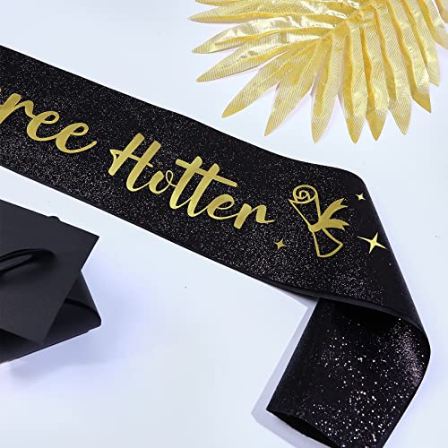 Funmemoir Graduation Party Decorations 2023 Black and Gold - Two Degree Hotter Sash, Congrats Grad Class of 2023 Sash for Senior High School College Graduation Party Supplies Party Gifts